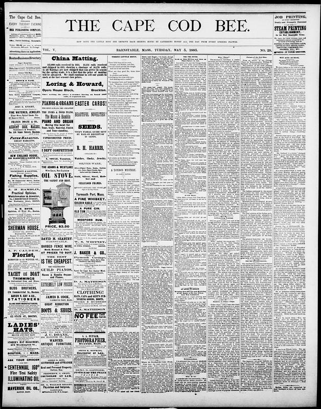The Cape Cod Bee. May 05, 1885 - Digital Commonwealth