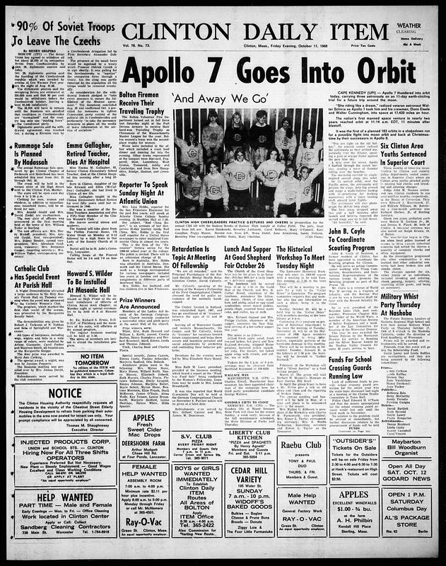 Clinton Daily Item. October 11, 1968 - Digital Commonwealth