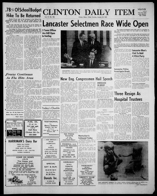 Clinton Daily Item. January 23, 1970 - Digital Commonwealth