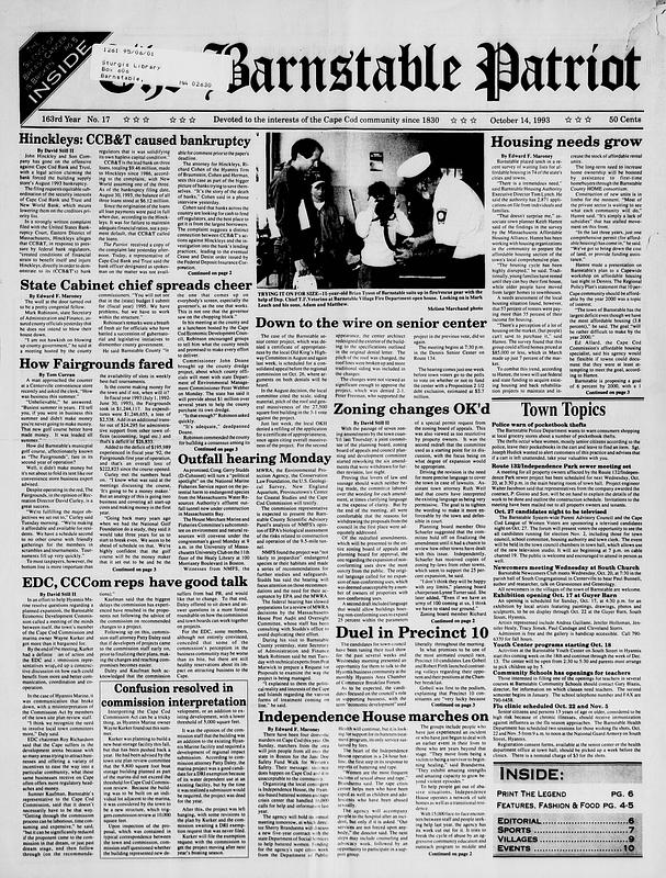 Barnstable Patriot. October 14, 1993 - Digital Commonwealth