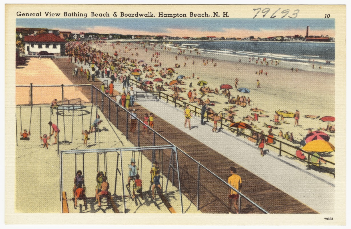 General view bathing beach & boardwalk, Hampton Beach, N.H. - Digital ...