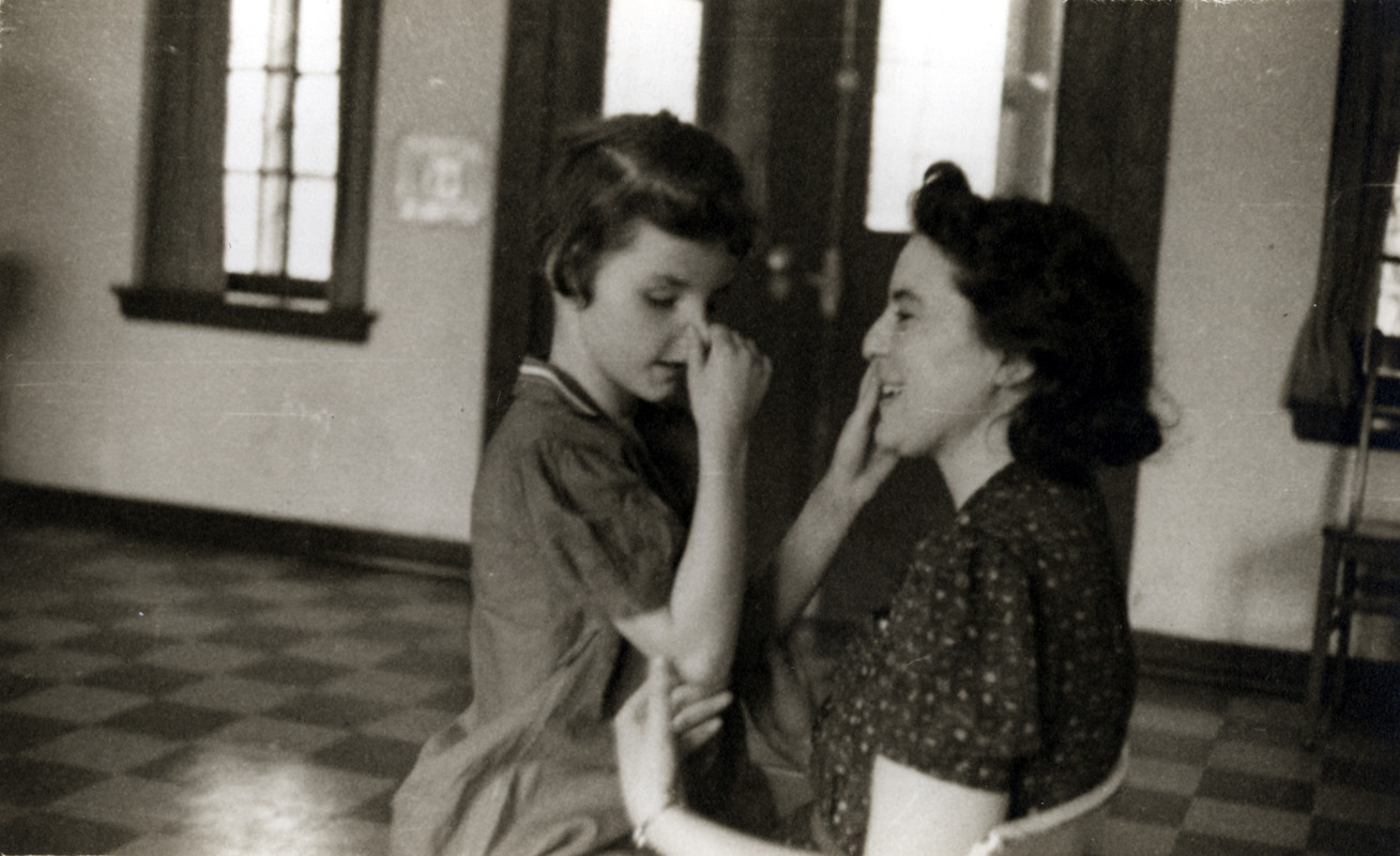 Margaret Allen with teacher - Digital Commonwealth