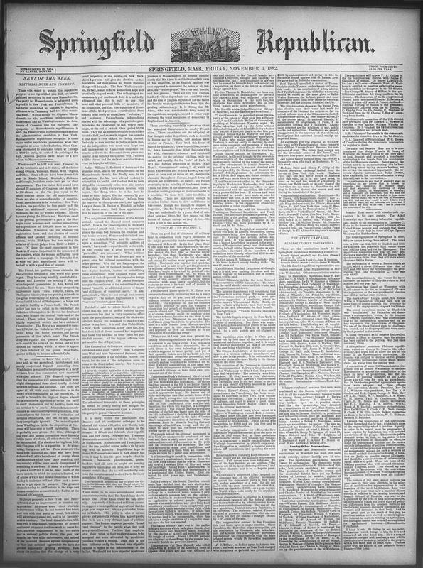 Springfield Weekly Republican. November 03, 1882 - Digital Commonwealth
