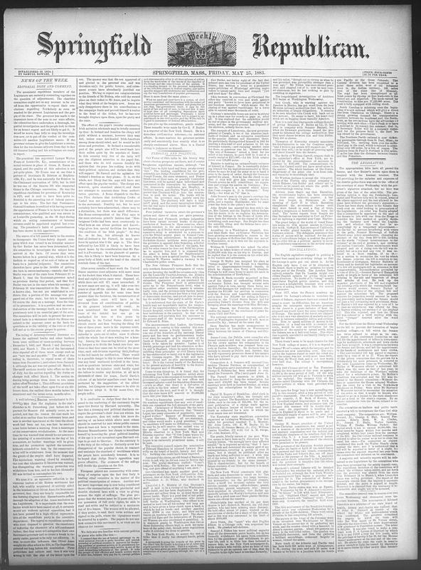 Springfield Weekly Republican. May 25, 1883 - Digital Commonwealth