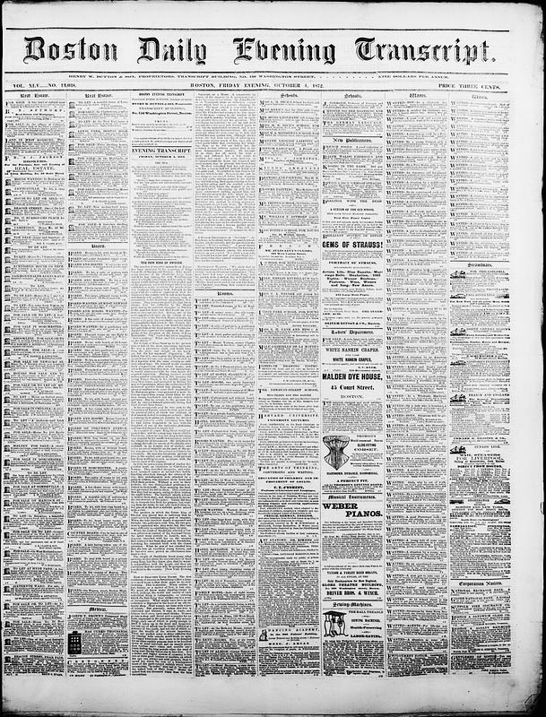 Boston Daily Evening Transcript. October 04, 1872 - Digital Commonwealth
