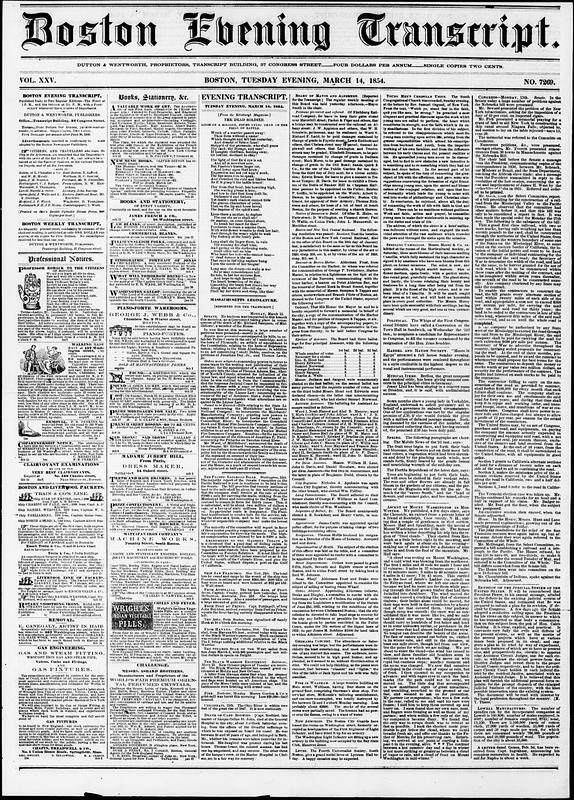 Boston Evening Transcript. March 14, 1854 - Digital Commonwealth