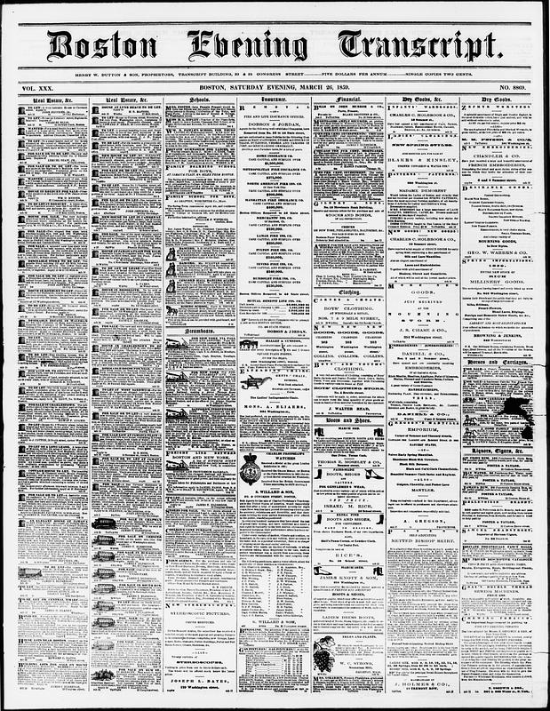 Boston Evening Transcript. March 26, 1859 - Digital Commonwealth