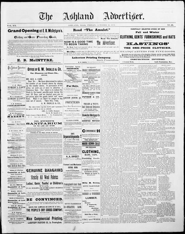 The Ashland Advertiser. October 11, 1889 - Digital Commonwealth