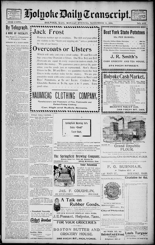 The Holyoke Daily Transcript. November 30, 1896 - Digital Commonwealth