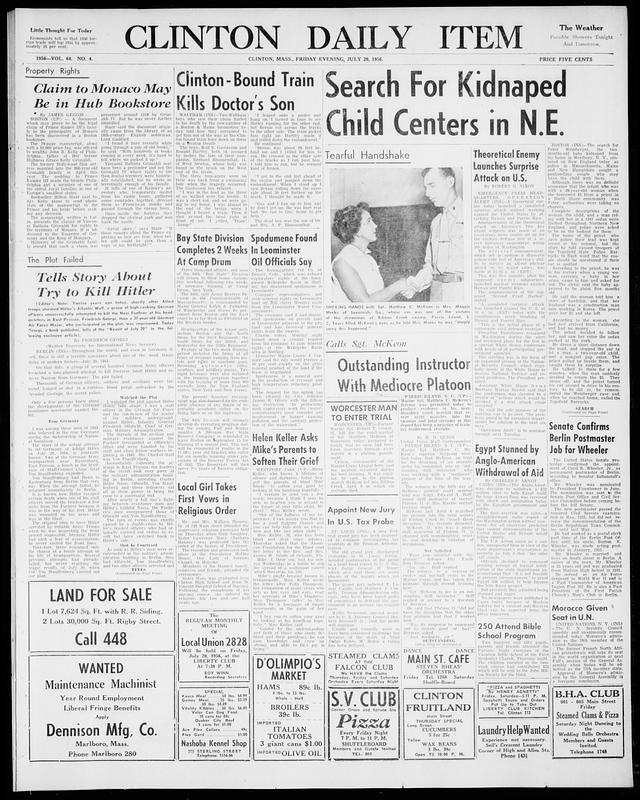 Clinton Daily Item. July 20, 1956 - Digital Commonwealth