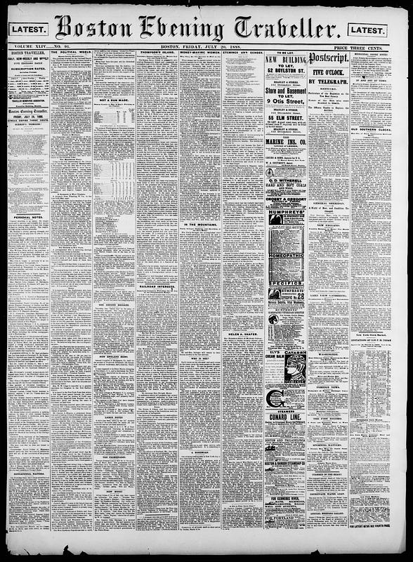 Boston Evening Traveller. July 20, 1888 - Digital Commonwealth