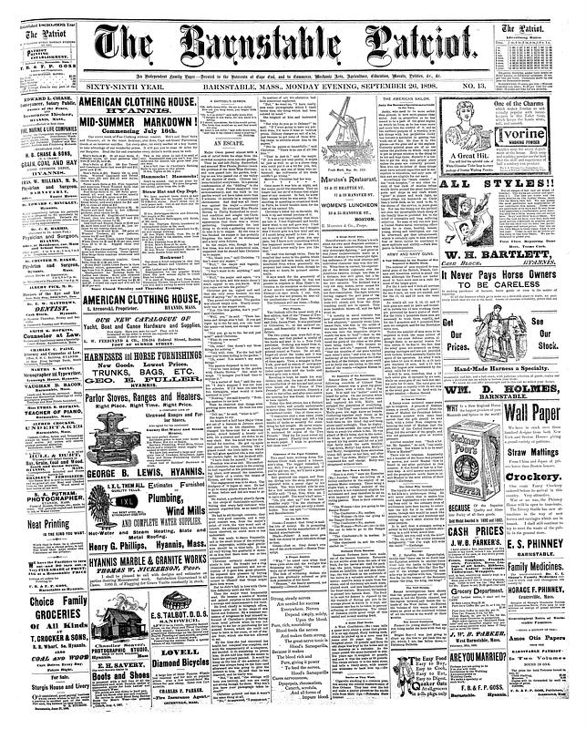Barnstable Patriot. September 26, 1898 - Digital Commonwealth