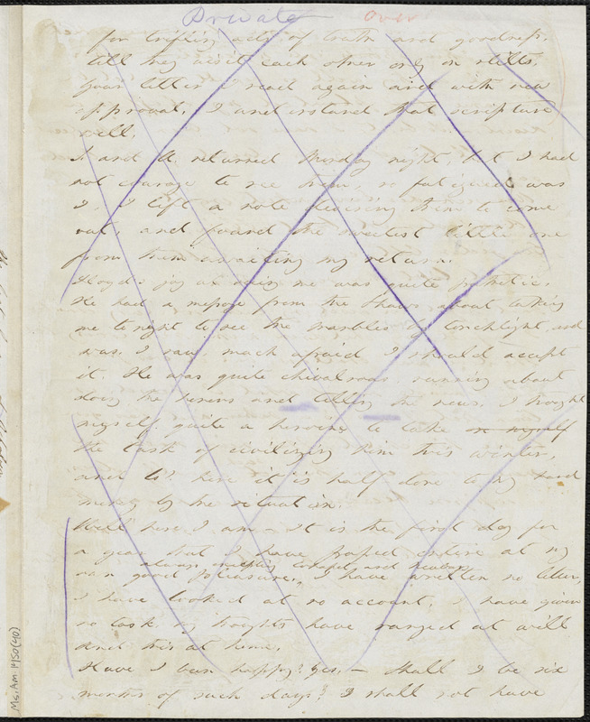 Margaret Fuller autograph letter to William Henry Channing, 25-28 ...