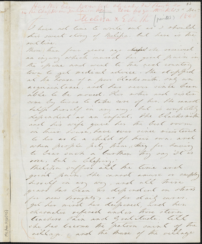 Margaret Fuller autograph letter to William Henry Channing, 13 December ...