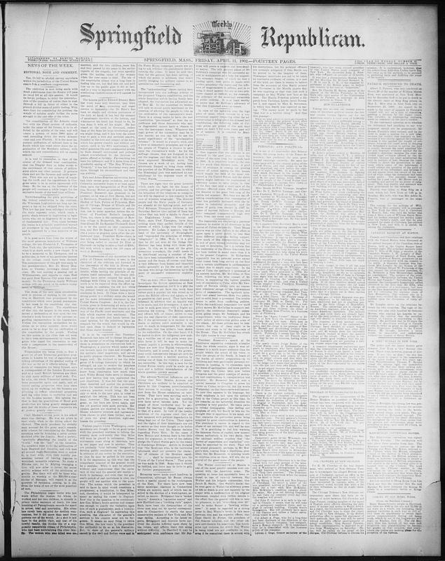 Springfield Weekly Republican. April 11, 1902 - Digital Commonwealth