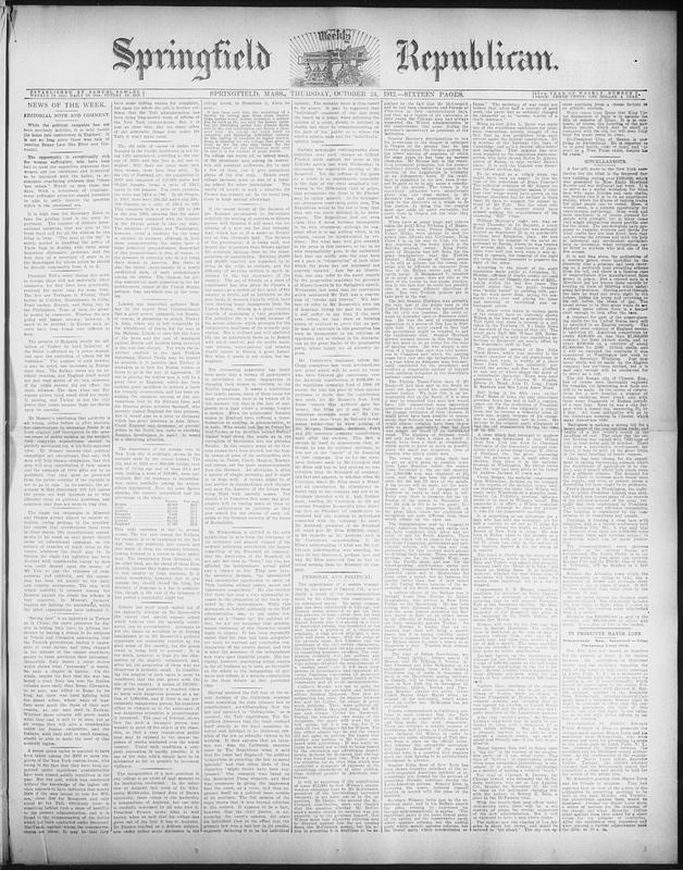 Springfield Weekly Republican. October 24, 1912 - Digital Commonwealth