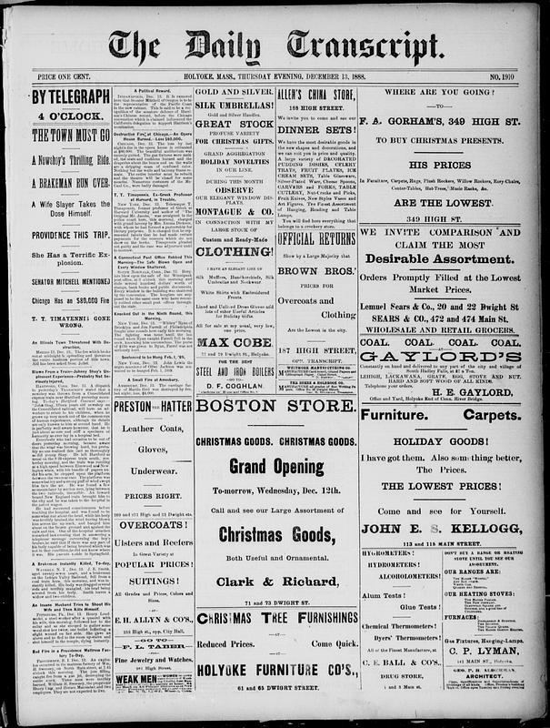 The Daily Transcript. December 13, 1888 - Digital Commonwealth