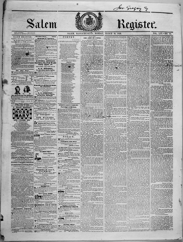 Salem Register. March 28, 1853 - Digital Commonwealth
