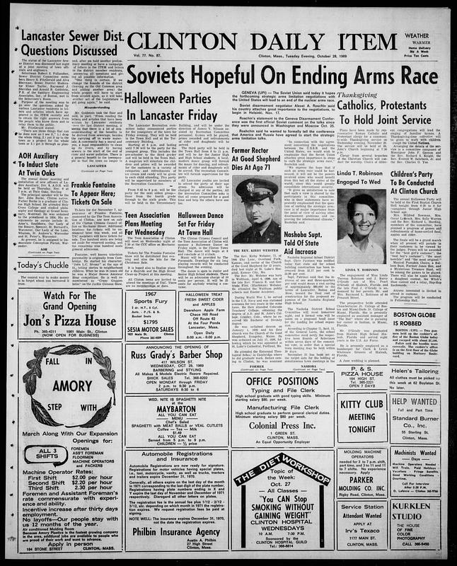 Clinton Daily Item. October 28, 1969 - Digital Commonwealth
