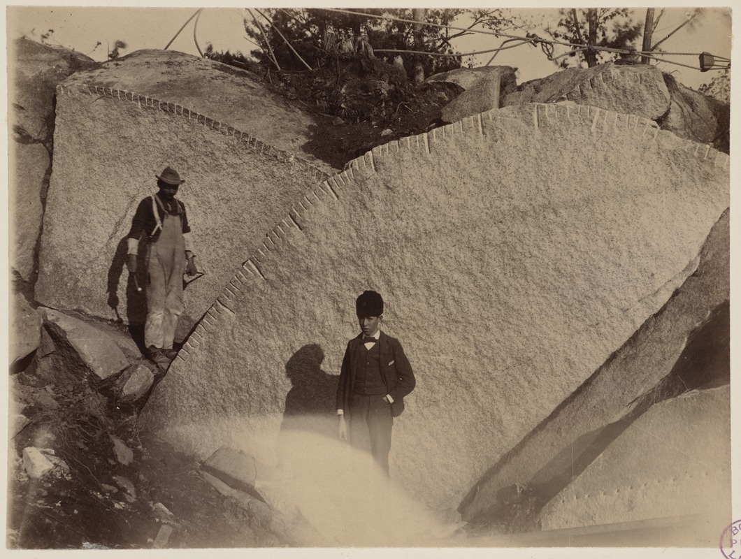 Split Boulder at Milford Quarry - Digital Commonwealth