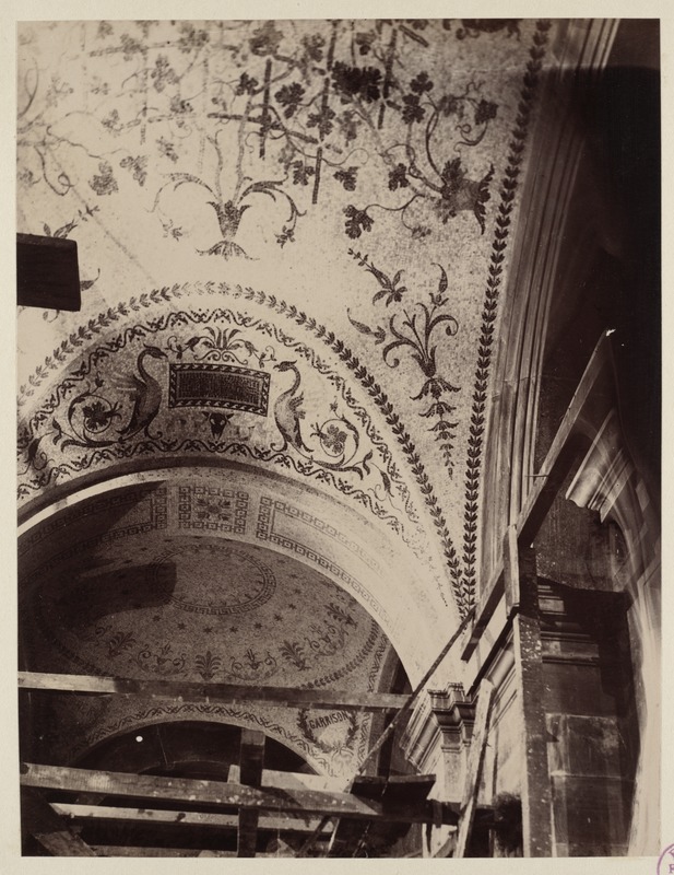 Mosaic ceiling, entrance hall, construction of the McKim Building ...