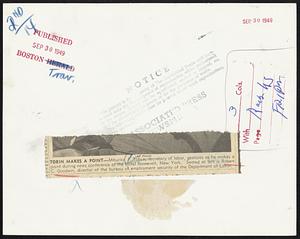 Tobin Makes A Point – Maurice J. Tobin, secretary of labor, gestures as ...