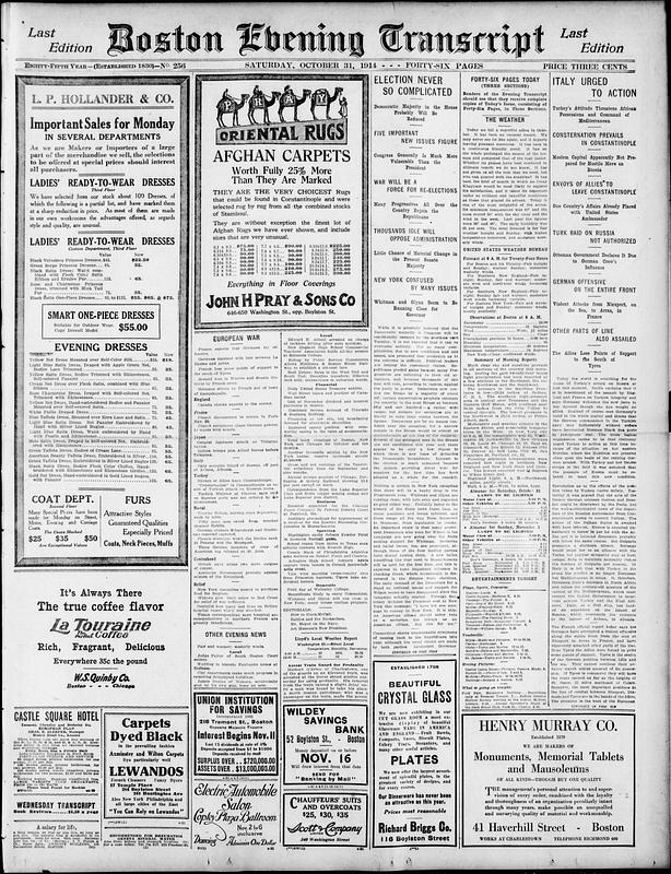 Boston Evening Transcript. October 31, 1914 - Digital Commonwealth