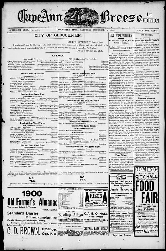 Cape Ann Breeze. December 02, 1899 - Digital Commonwealth