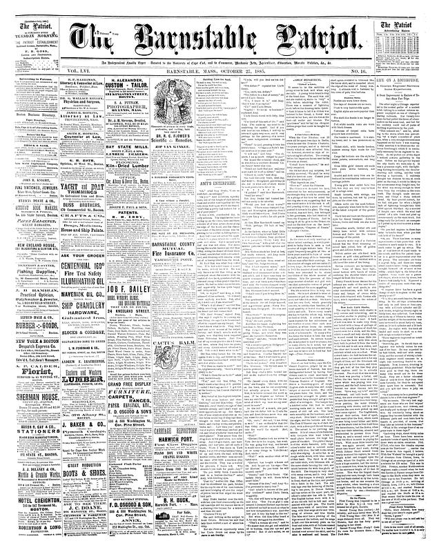 Barnstable Patriot. October 27, 1885 - Digital Commonwealth