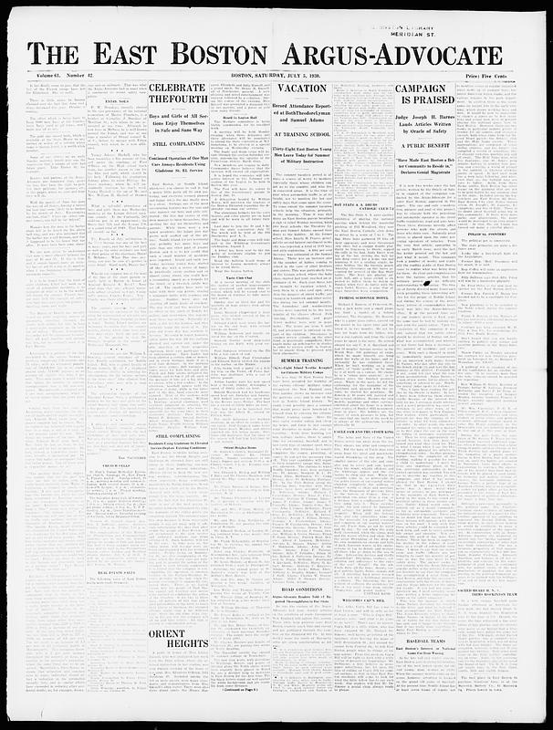 East Boston Argus-Advocate. July 05, 1930 - Digital Commonwealth
