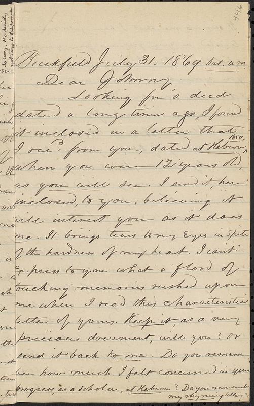 Letter from Zadoc Long to John D. Long, July 31, 1869 - Digital ...
