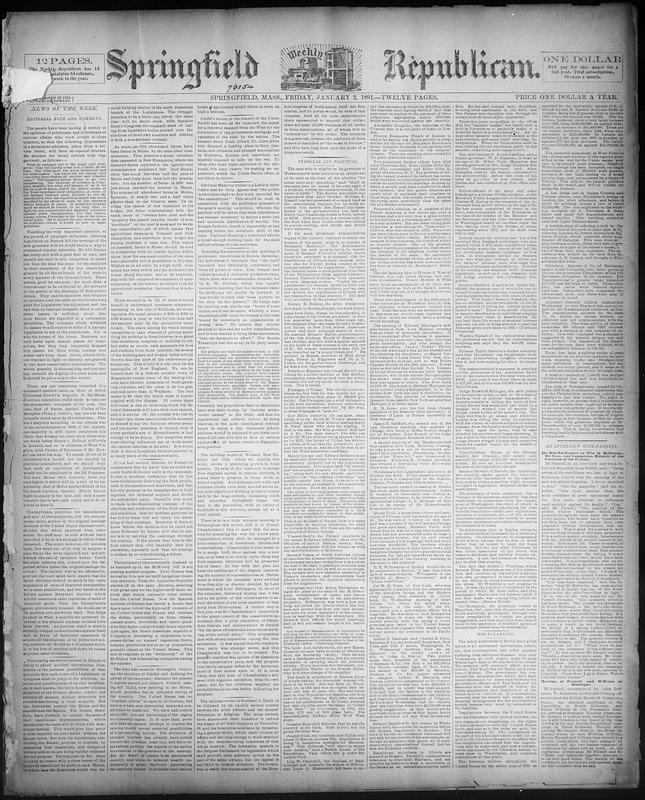 Springfield Weekly Republican. January 02, 1891 - Digital Commonwealth