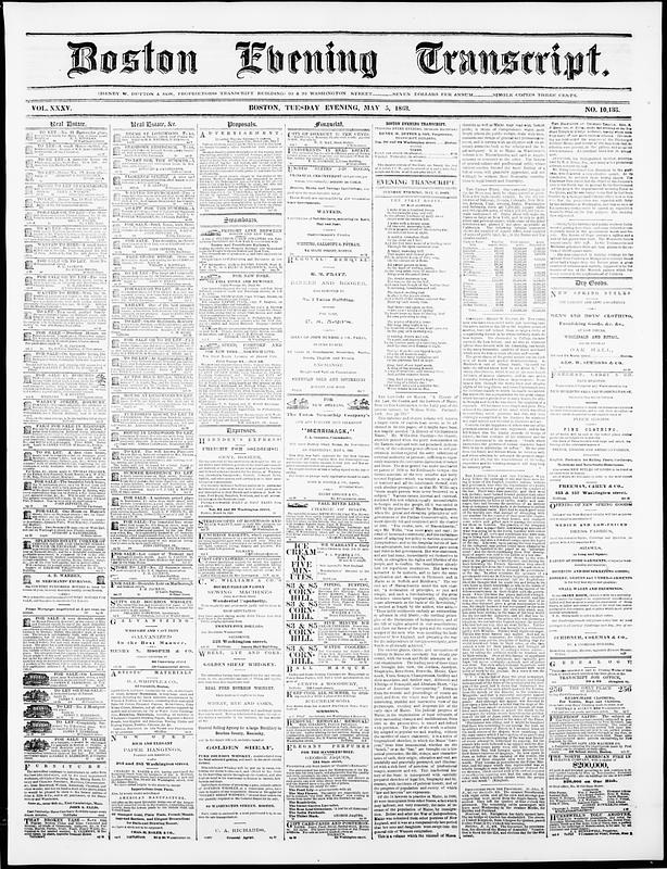 Boston Evening Transcript. May 05, 1863 - Digital Commonwealth