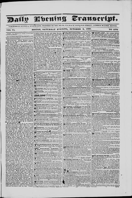 Daily Evening Transcript. October 03, 1835 - Digital Commonwealth