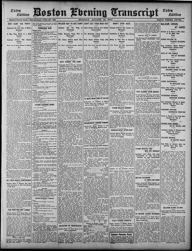 Boston Evening Transcript. August 16, 1915 - Digital Commonwealth