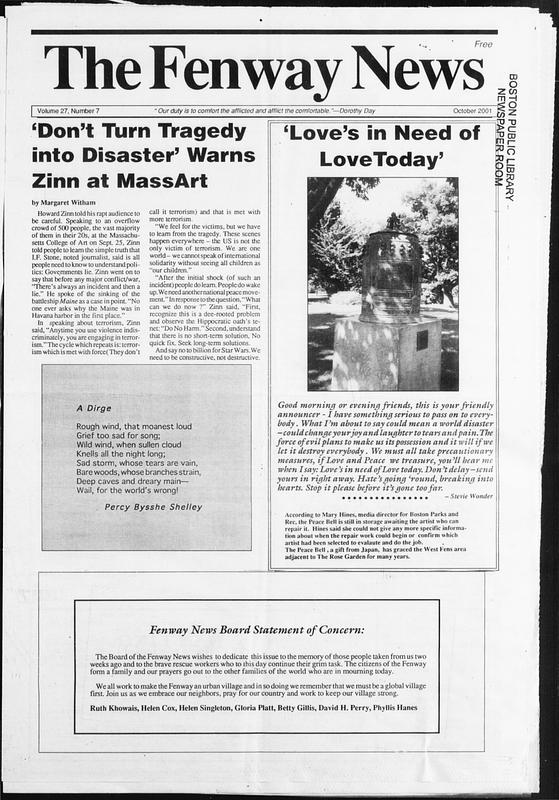 The Fenway News. October 01, 2001 - Digital Commonwealth
