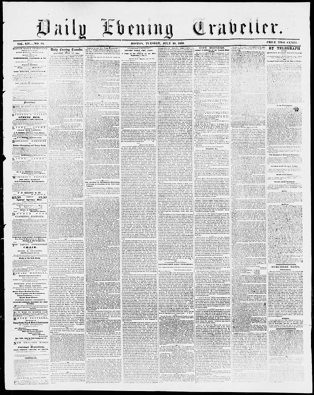 Daily Evening Traveller. July 20, 1858 - Digital Commonwealth