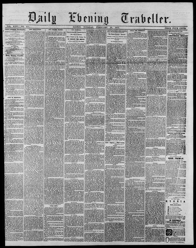 Daily Evening Traveller. February 21, 1871 - Digital Commonwealth