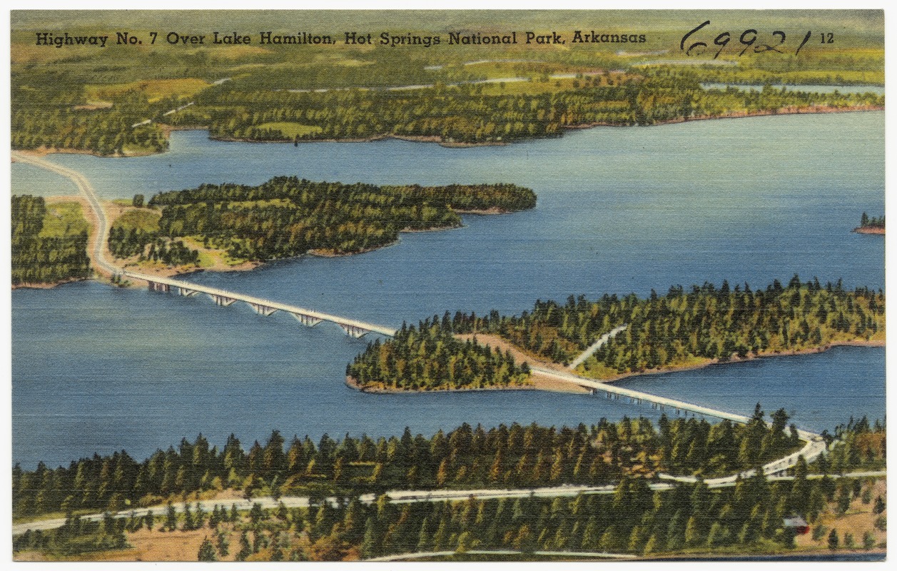 Highway no. 7 over Lake Hamilton, Hot Springs National Park, Arkansas ...