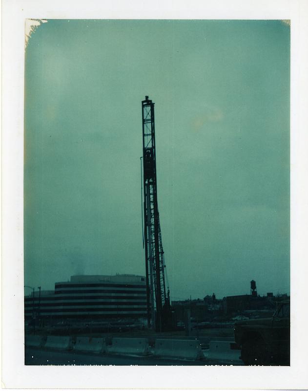 Pile driving crane at 5 Cambridge Center - Digital Commonwealth