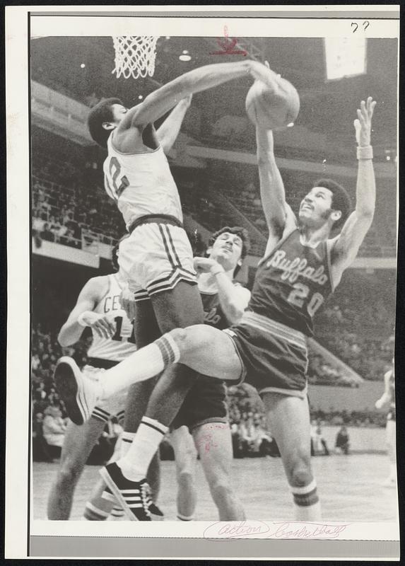 Boston Celtics guard Don Chaney grabs the ball from Buffalo Braves ...