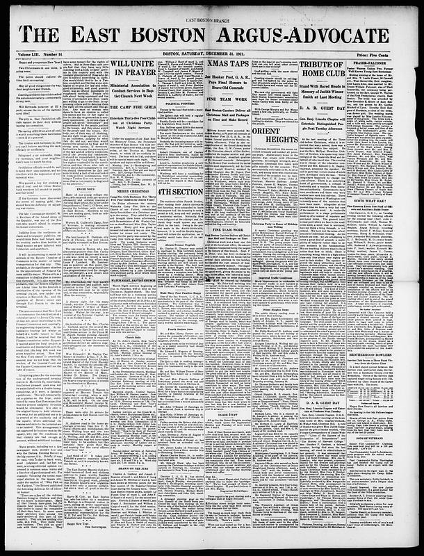 East Boston Argus-Advocate. December 31, 1921 - Digital Commonwealth