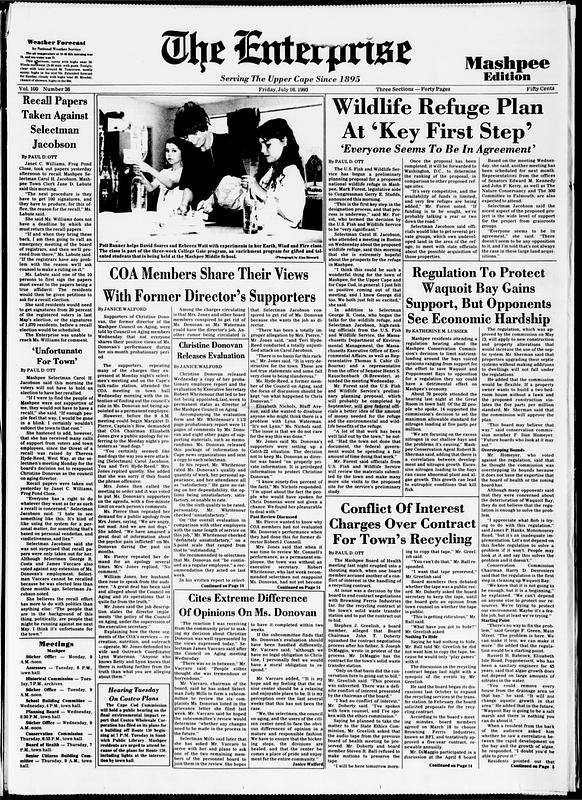 The Mashpee Enterprise. July 16, 1993 - Digital Commonwealth