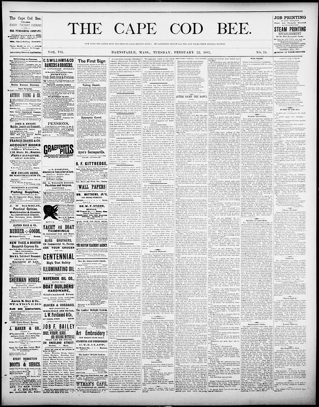 The Cape Cod Bee. February 22, 1887 - Digital Commonwealth