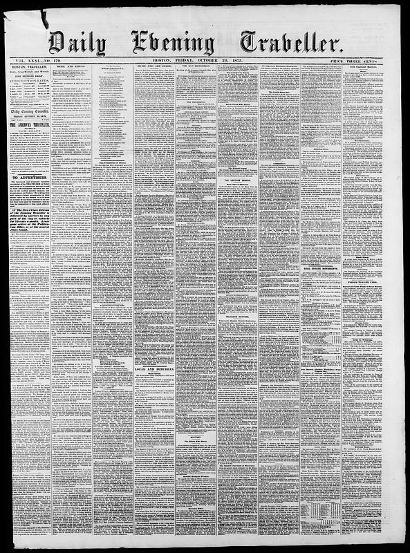 Daily Evening Traveller. October 29, 1875 - Digital Commonwealth