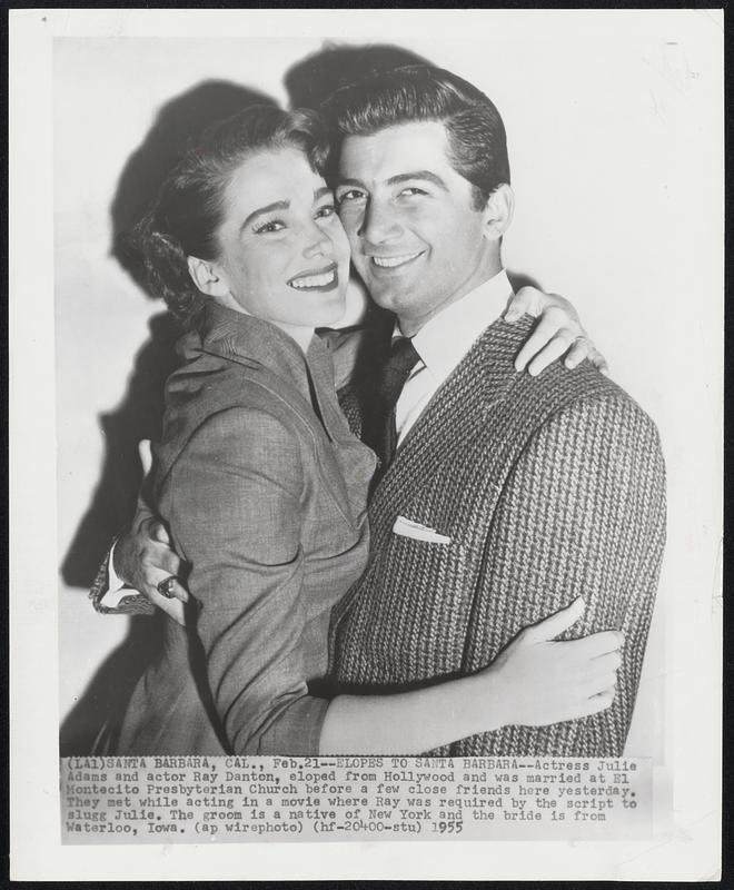 Elopes to Santa Barbara - Actress Julie Adams and actor Ray Danton ...