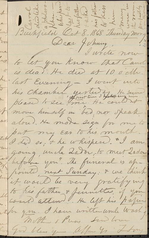 Letter from Zadoc Long to John D. Long, October 8, 1868 - Digital ...
