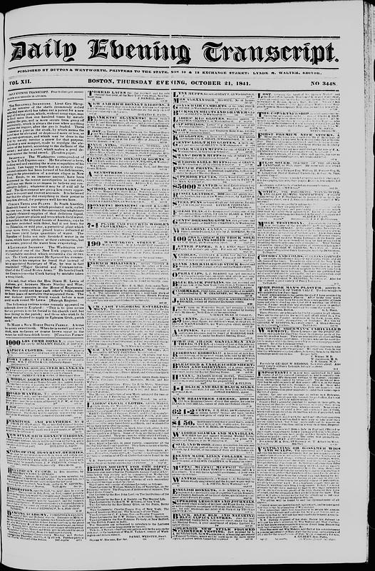 Daily Evening Transcript. October 21, 1841 - Digital Commonwealth