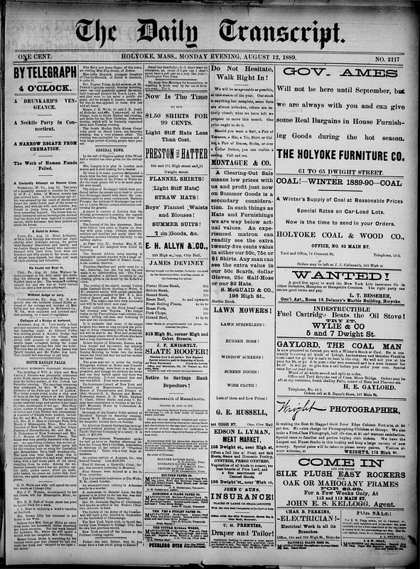 The Daily Transcript. August 12, 1889 - Digital Commonwealth