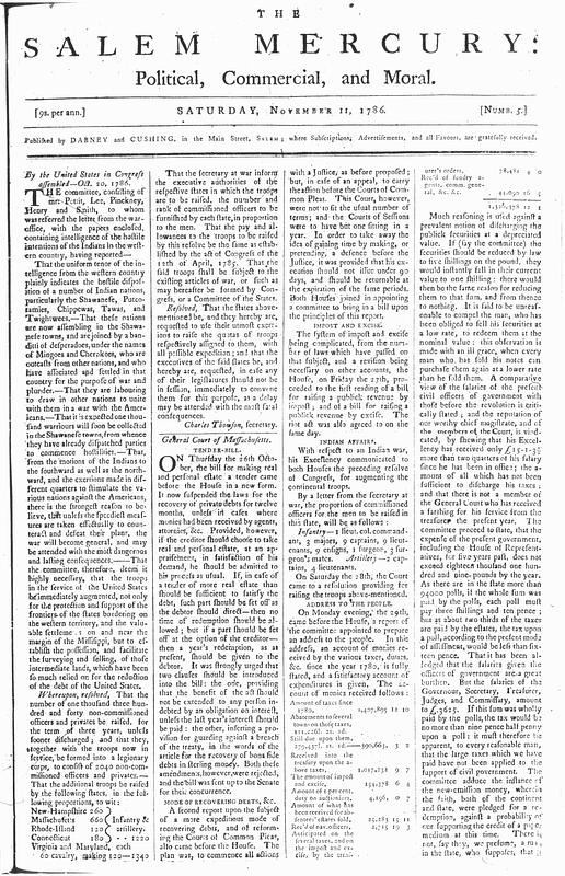 The Salem Mercury: Political, Commercial, and Moral. November 11, 1786 - Digital Commonwealth